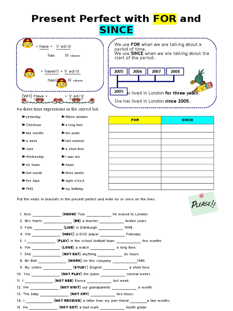 Present Perfect - For.since | PDF