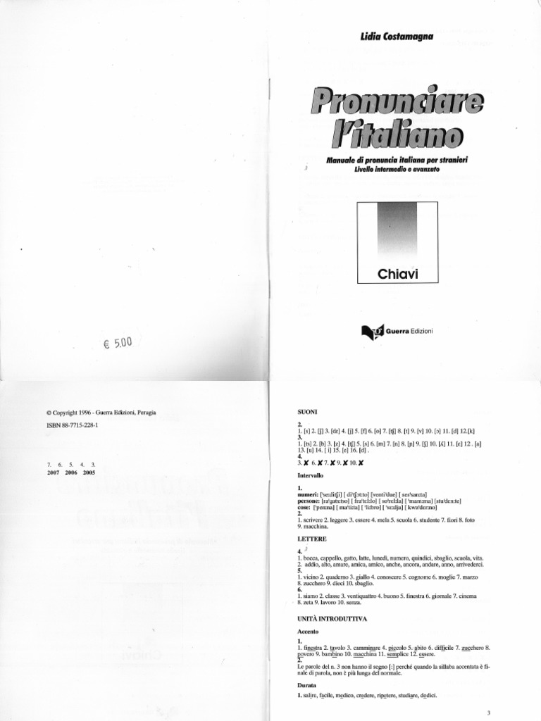 Fonetica Italiana (Lidia Costamagna) | PDF