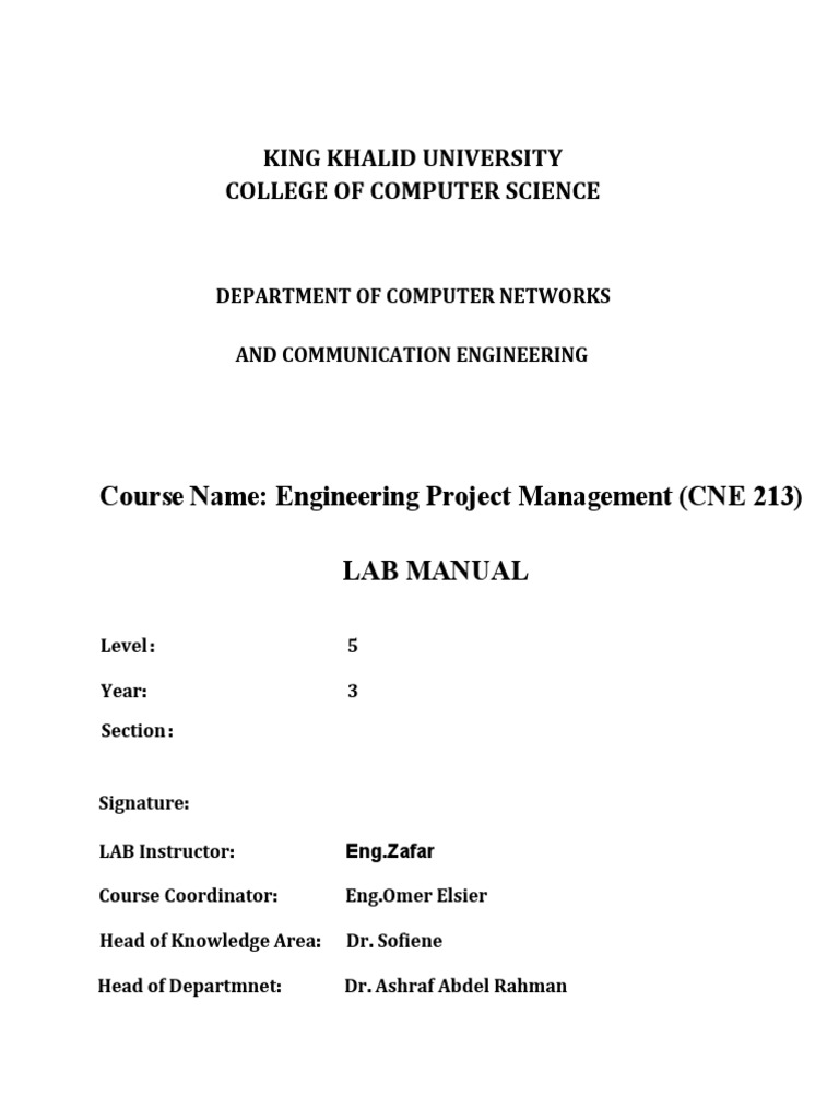 Engineering Project Management Lab Manual | PDF | Project Management ...