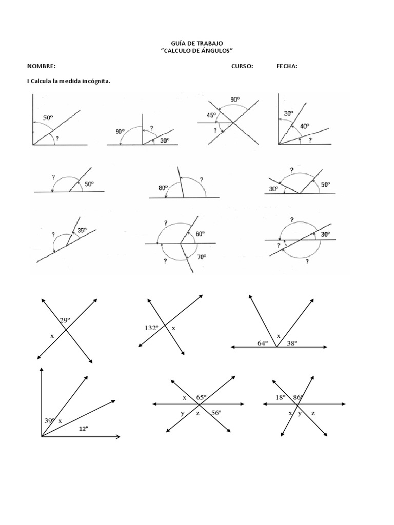 Guía Calculo de Ángulos | PDF