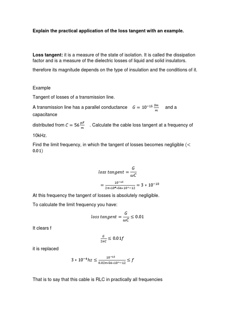 Loss Tangent in Transmission Lines | PDF | Speed Of Light ...