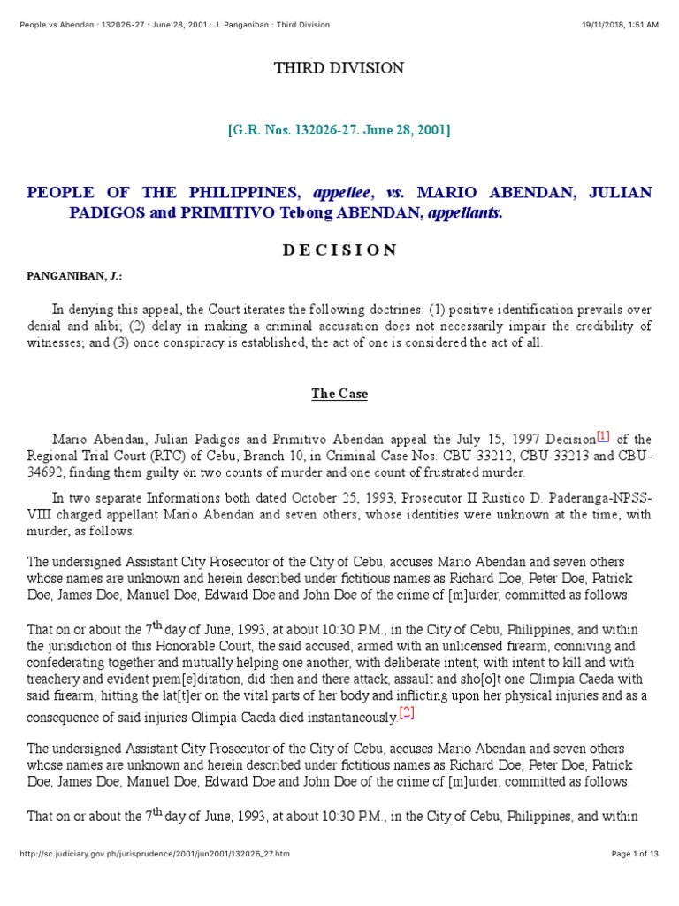 People v. Abendan | PDF | Witness | Murder