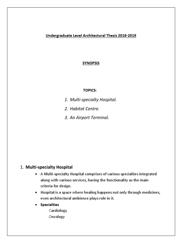 Architectural Thesis Proposal on the Design of a Multi-Specialty ...