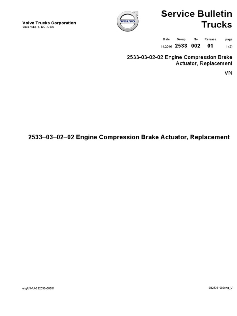 2533-03!02!02 Engine Compression Brake Actuator, Replacement | PDF ...