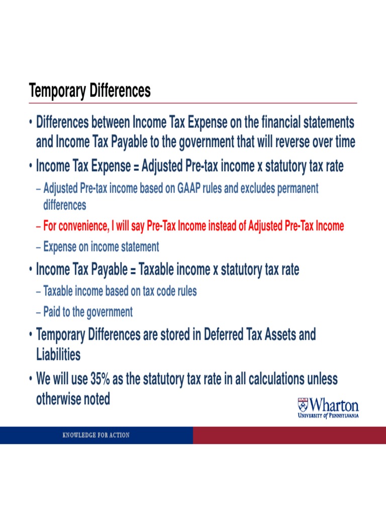 Temporary Differences: and Income Tax Payable To The Government That ...
