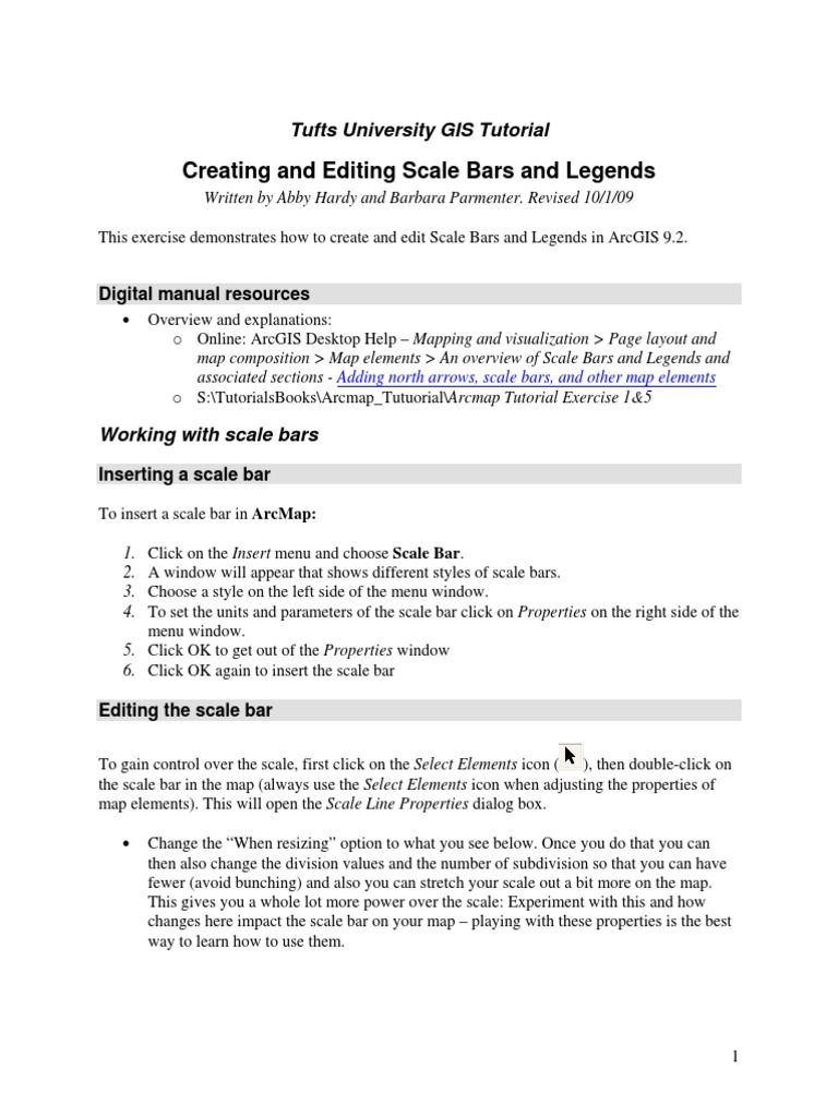 Creating and Editing Scale Bars and Legends PDF | PDF | Cartography | Map