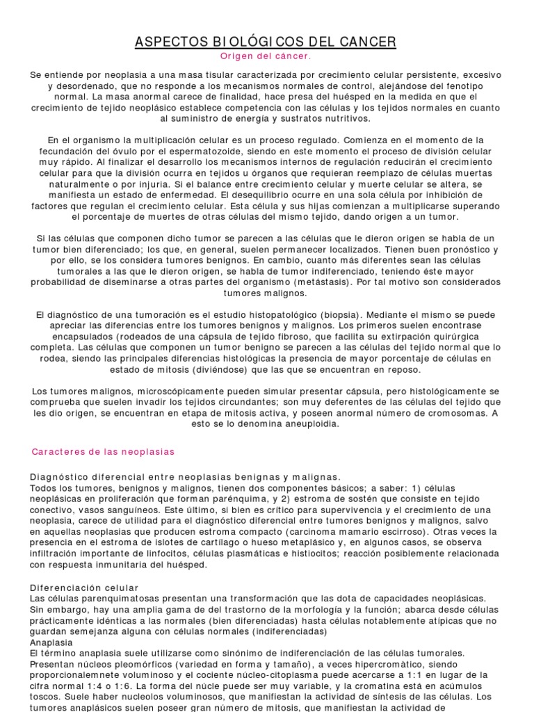 Aspectos Biologicos Del Cancer | PDF | Carcinogénesis | Cáncer