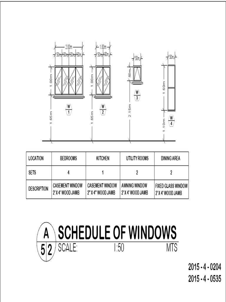 Schedule of Windows: Scale: 1:50 Mts | PDF