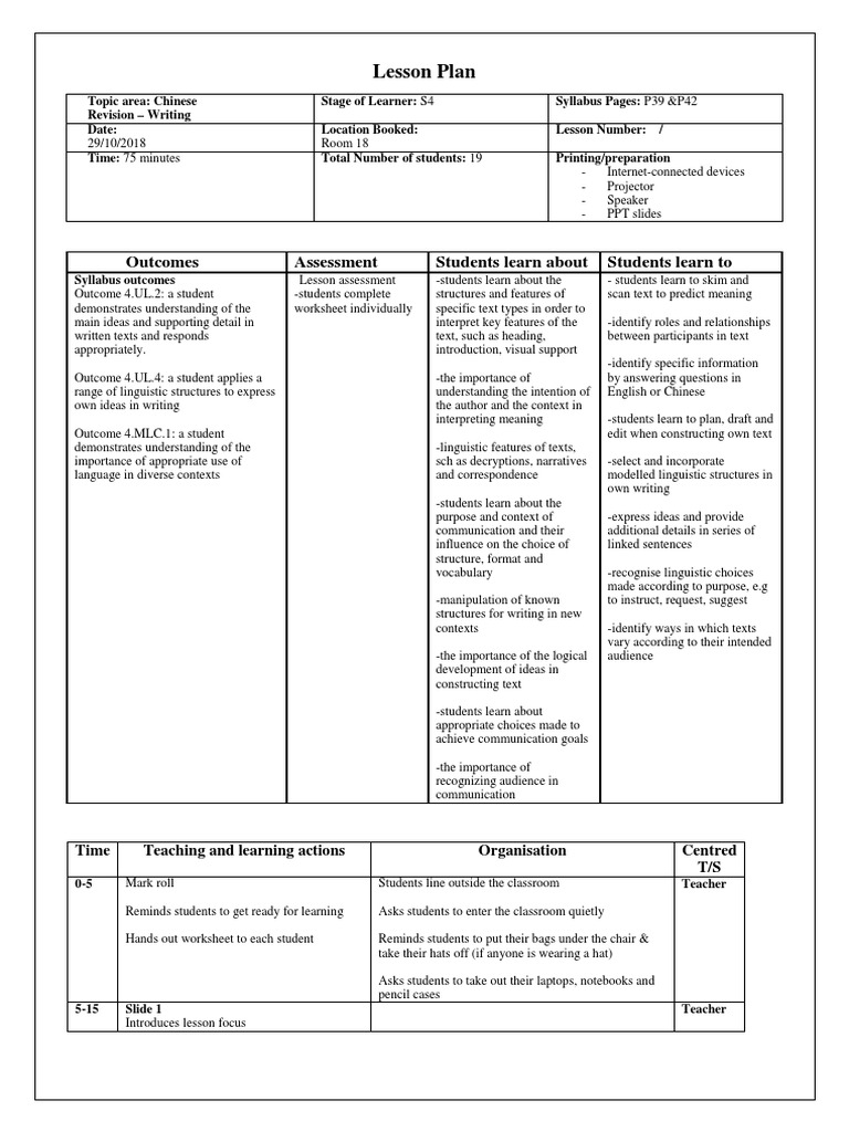 Lesson Plan: Outcomes Assessment Students Learn About Students Learn To ...