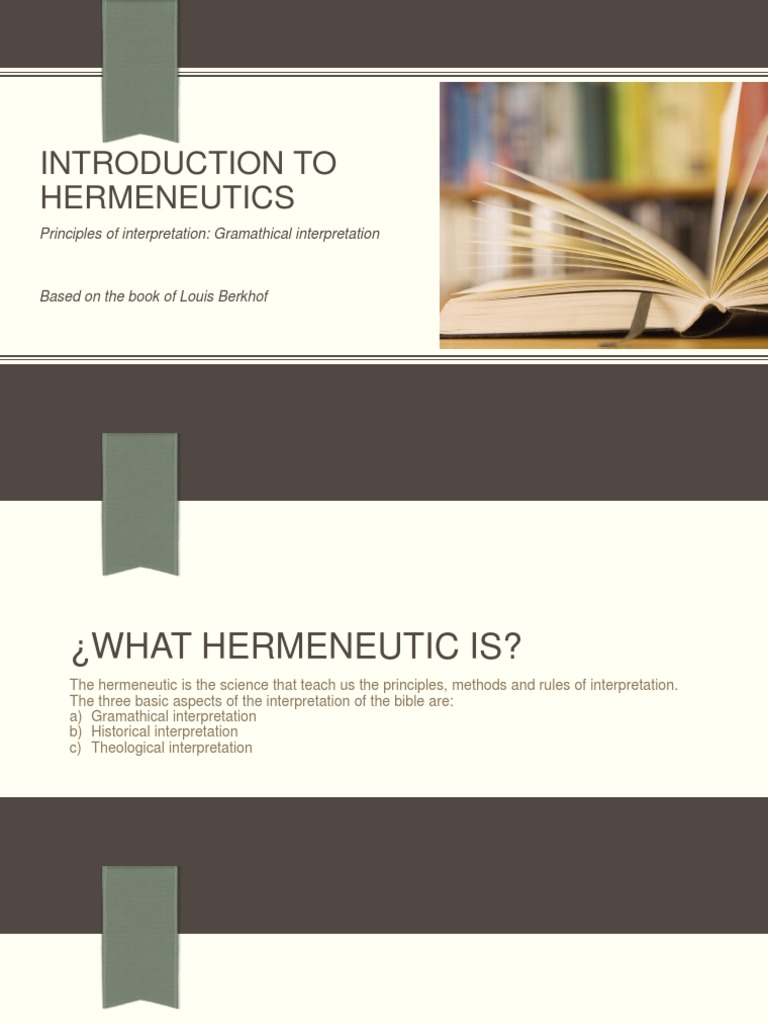 Introduction To Hermeneutics | PDF | Hermeneutics | Sentence (Linguistics)