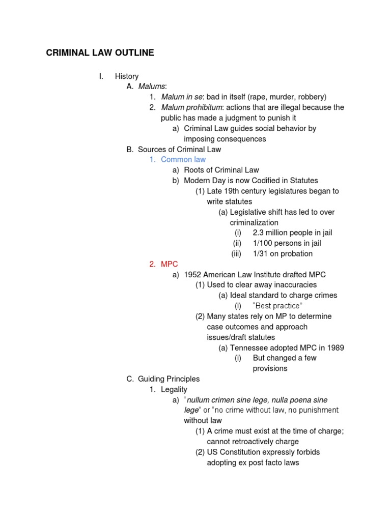 Criminal Law Outline | Intention (Criminal Law) | Manslaughter