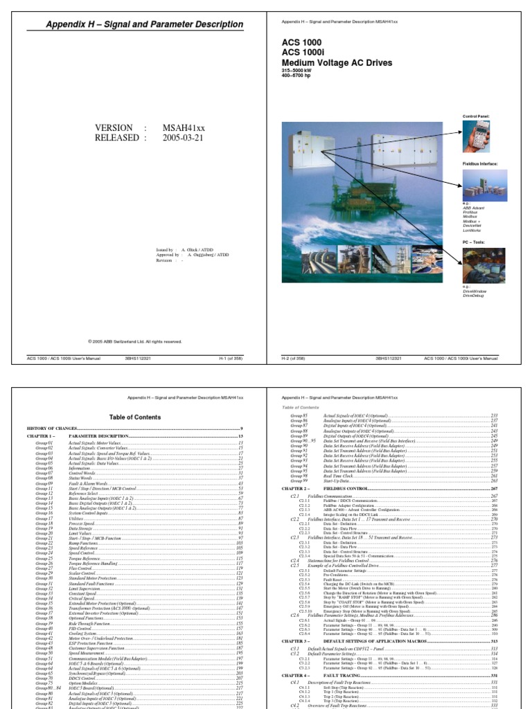 Acs 1000 Appendix H Signal and Parameter Description | Parameter ...