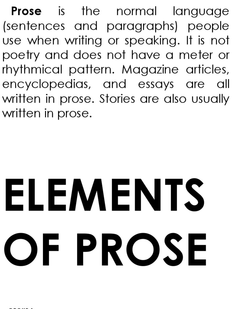 Elements of Prose | PDF | Plot (Narrative) | Narration
