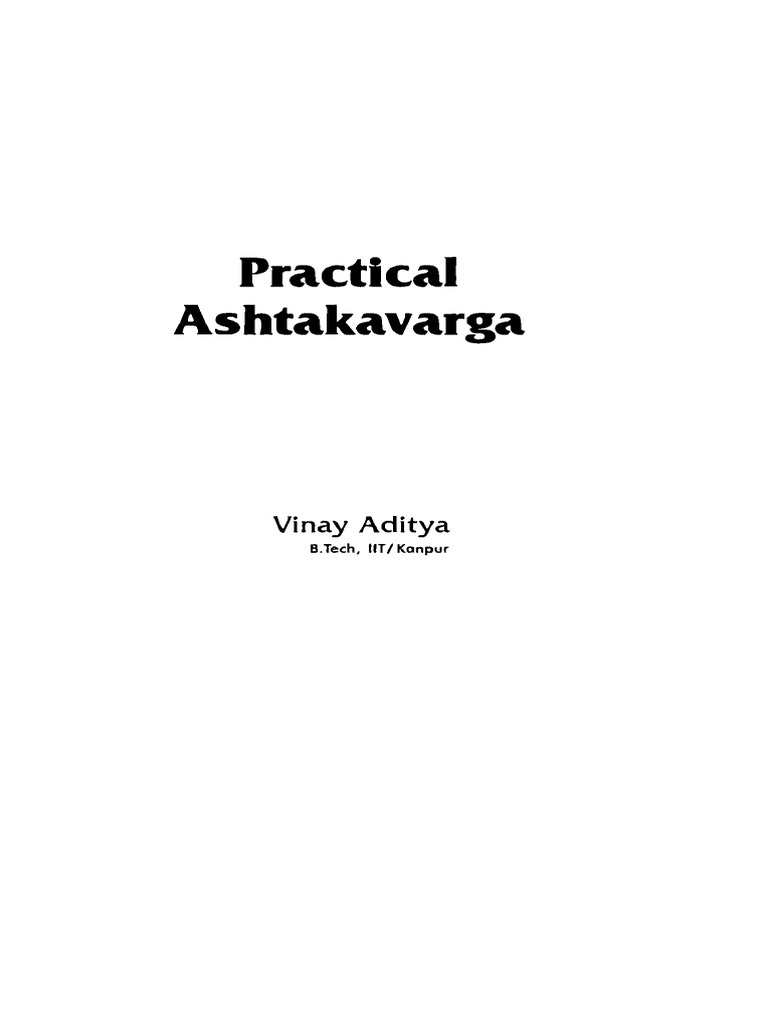 Jyotish 2011 Vinay Aditya Practical Ashtakavarga | PDF | Ancient ...