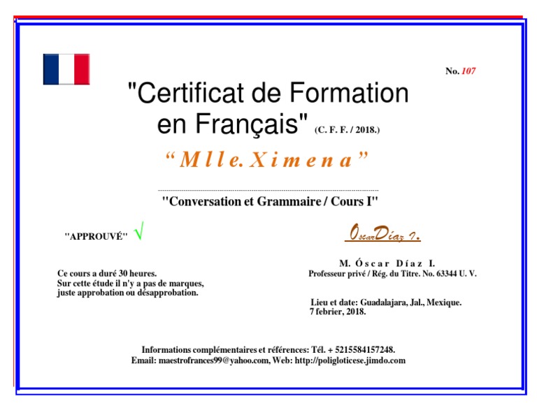 Certificat Du Francais | PDF