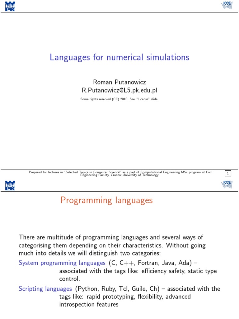 Stcs Lecture 2 Languages For Numerical Simulations | PDF ...