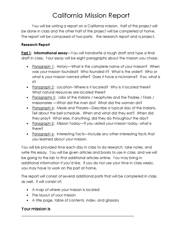 California Mission Report | PDF