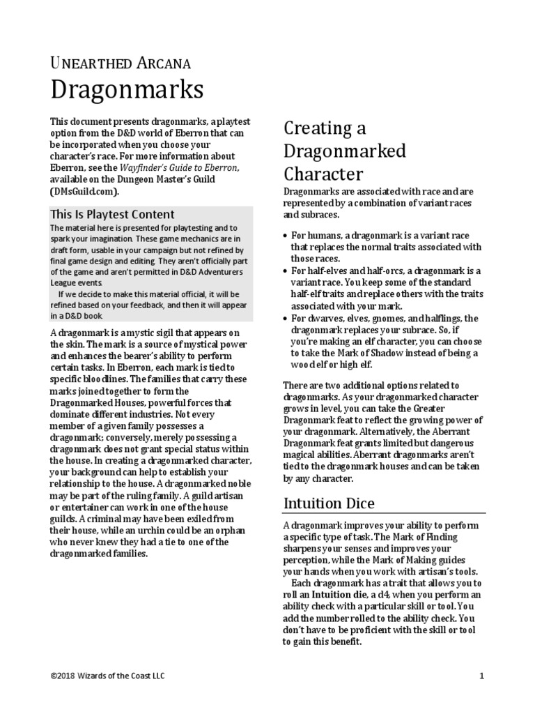 Dragonmarks: Creating A Dragonmarked Character | PDF | Elf (Dungeons ...