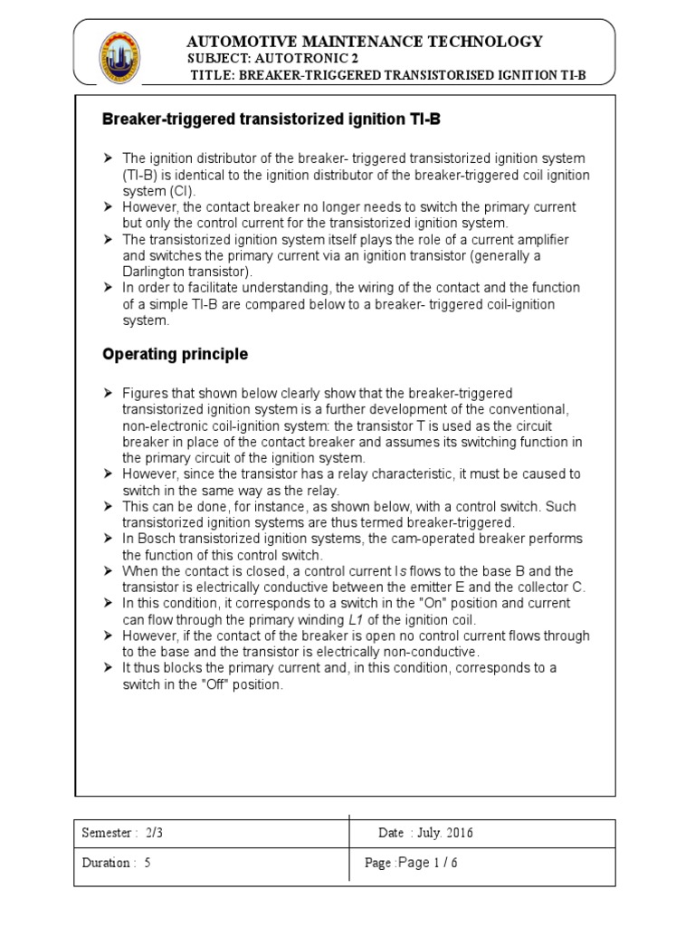 1.1 TI-B Ignition System | PDF | Ignition System | Switch