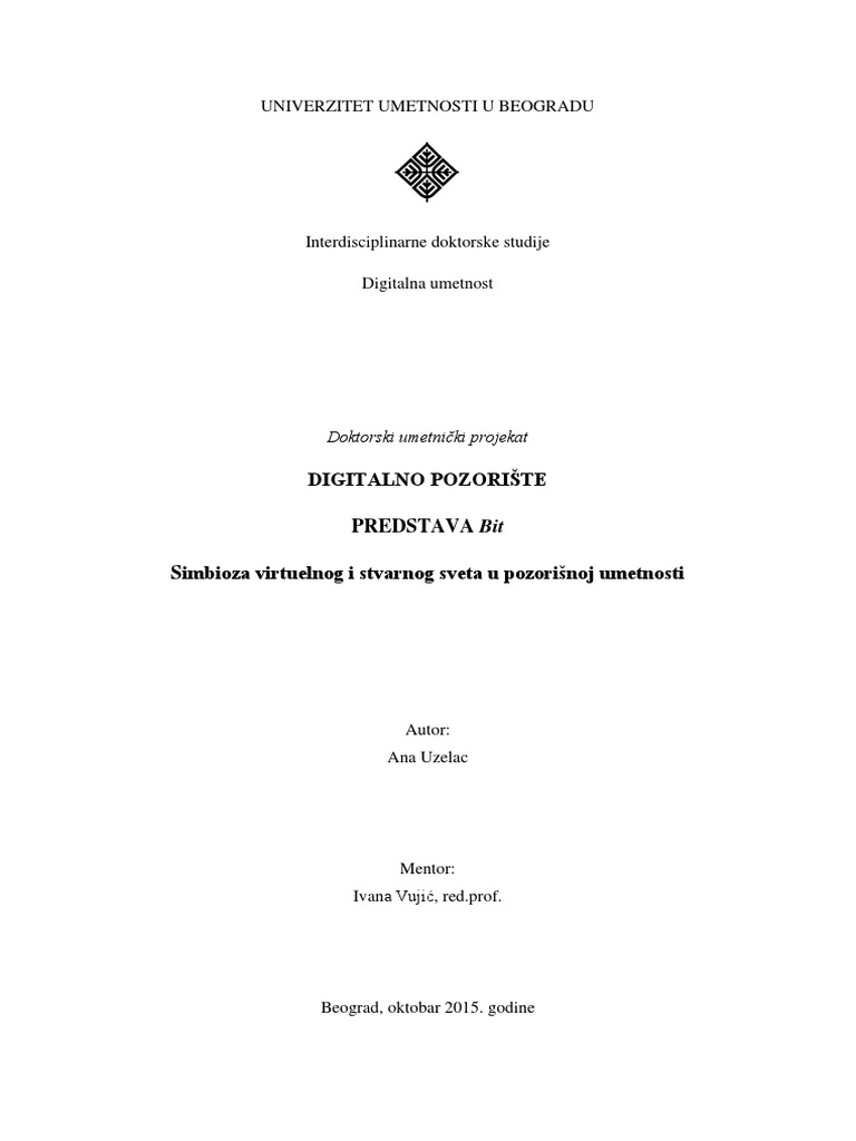 Digitalno Pozorište, Ana Uzelac | PDF