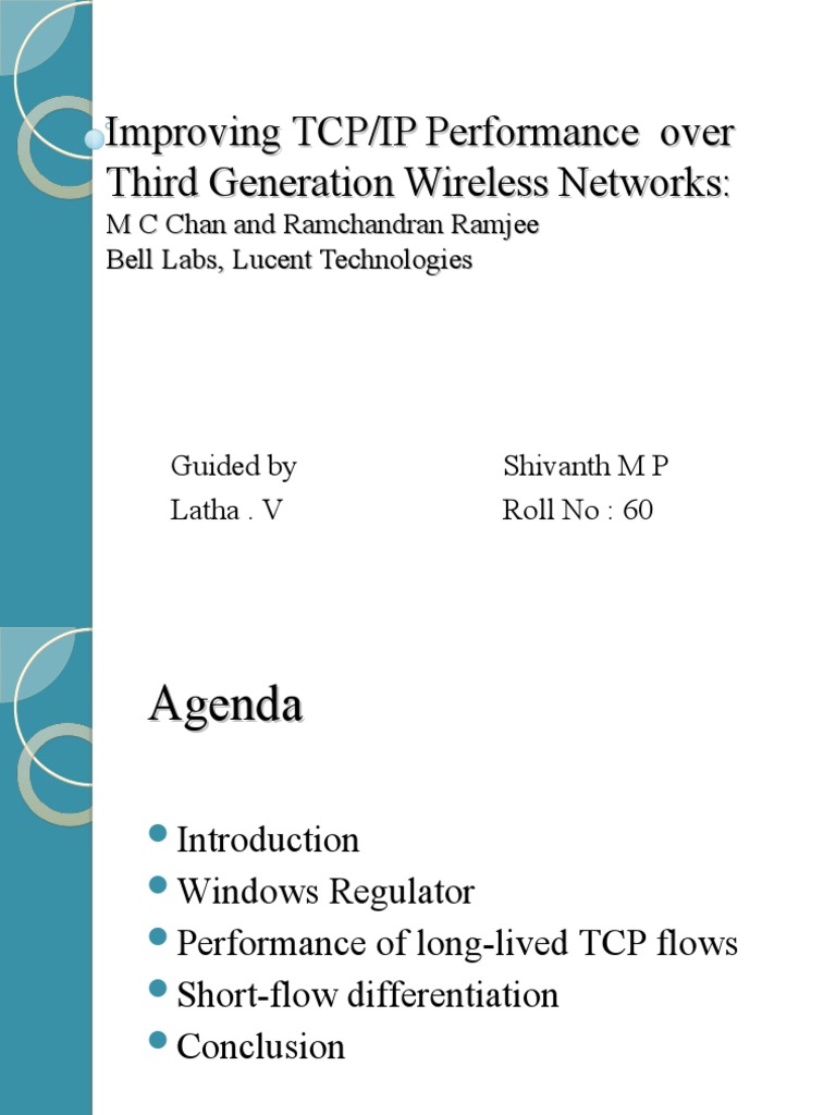 Improving Tcp Ip Performance Over Wireless Network Pdf Transmission