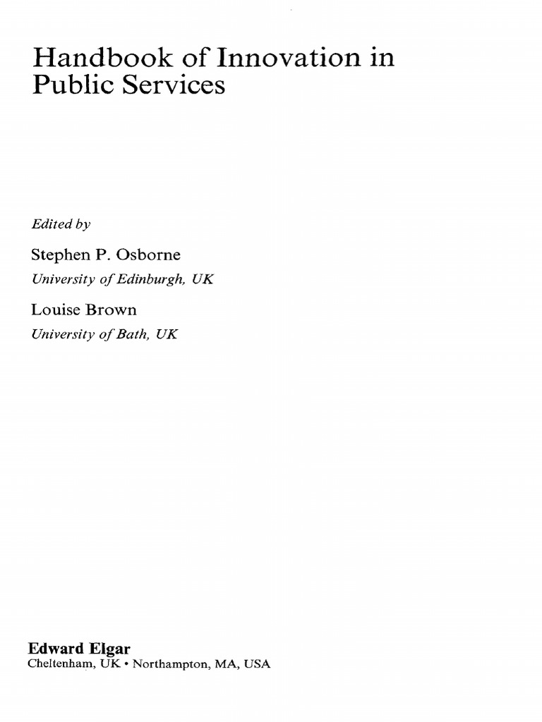 Handbook Innovation Public Sector | PDF | Innovation | Accountability