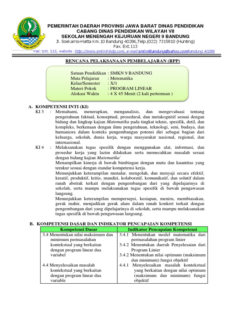 RPP Program Linear | PDF