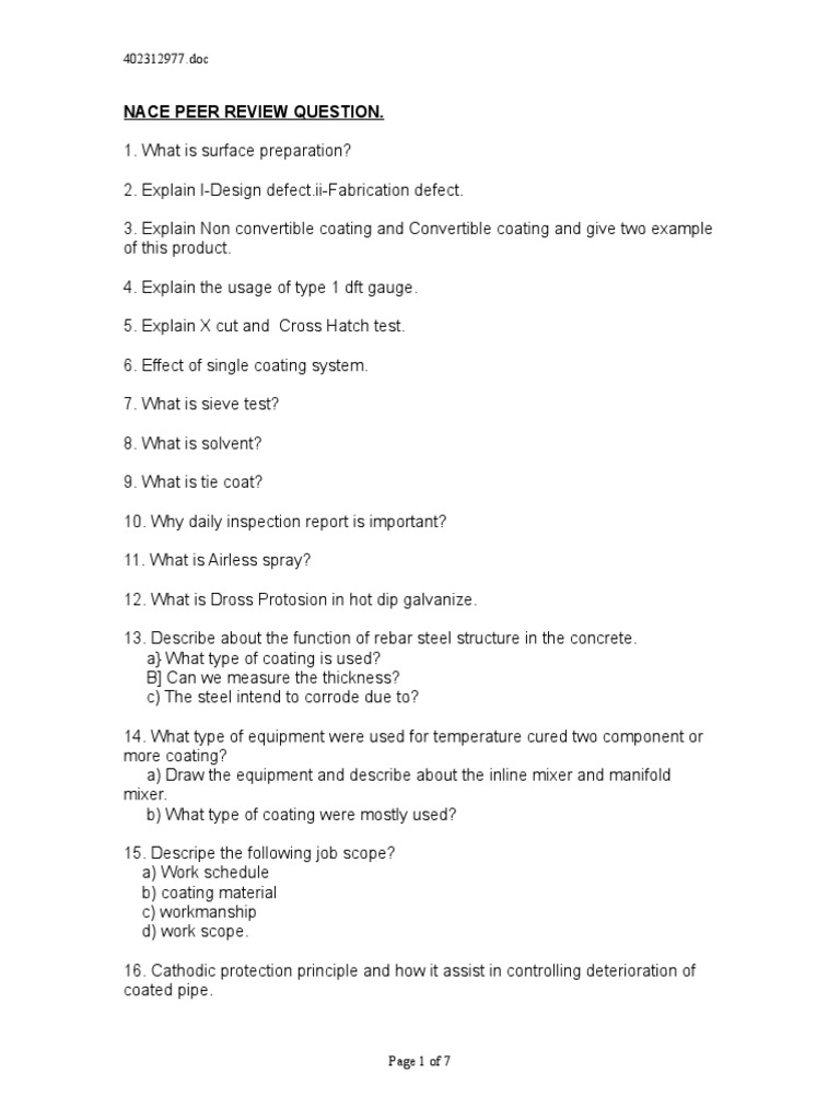 Nace Peer Review Question | PDF | Corrosion | Paint