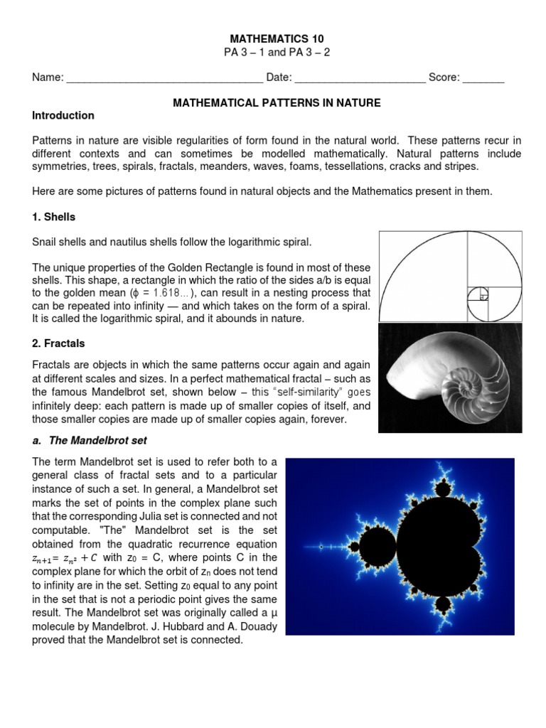 Patterns in Nature and Fractals | PDF | Pattern | Fractal