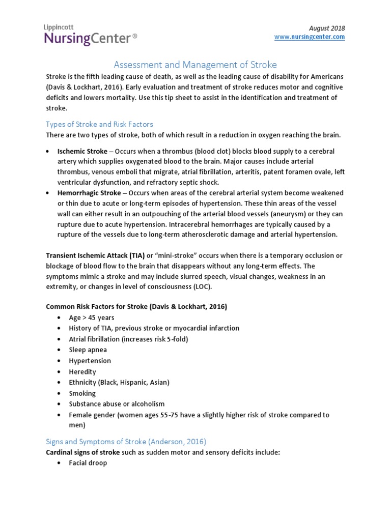 Stroke Assessment and Management Guide | PDF | Stroke | Ischemia