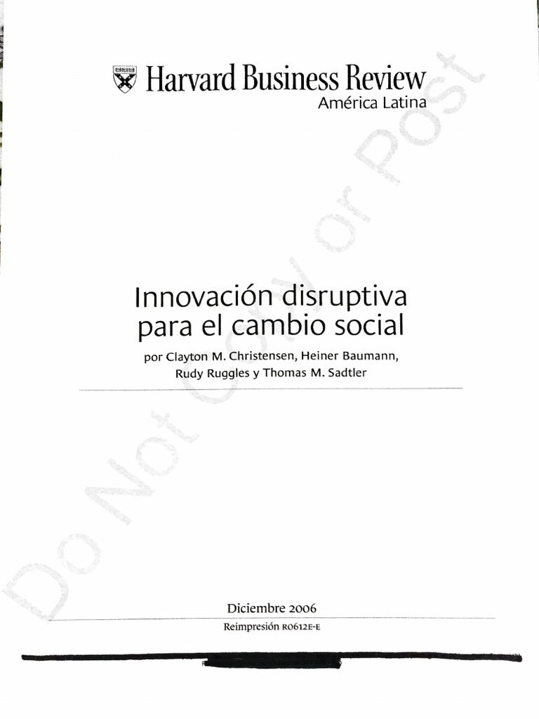 Innovacion Disruptiva para El Cambio Social PDF | PDF