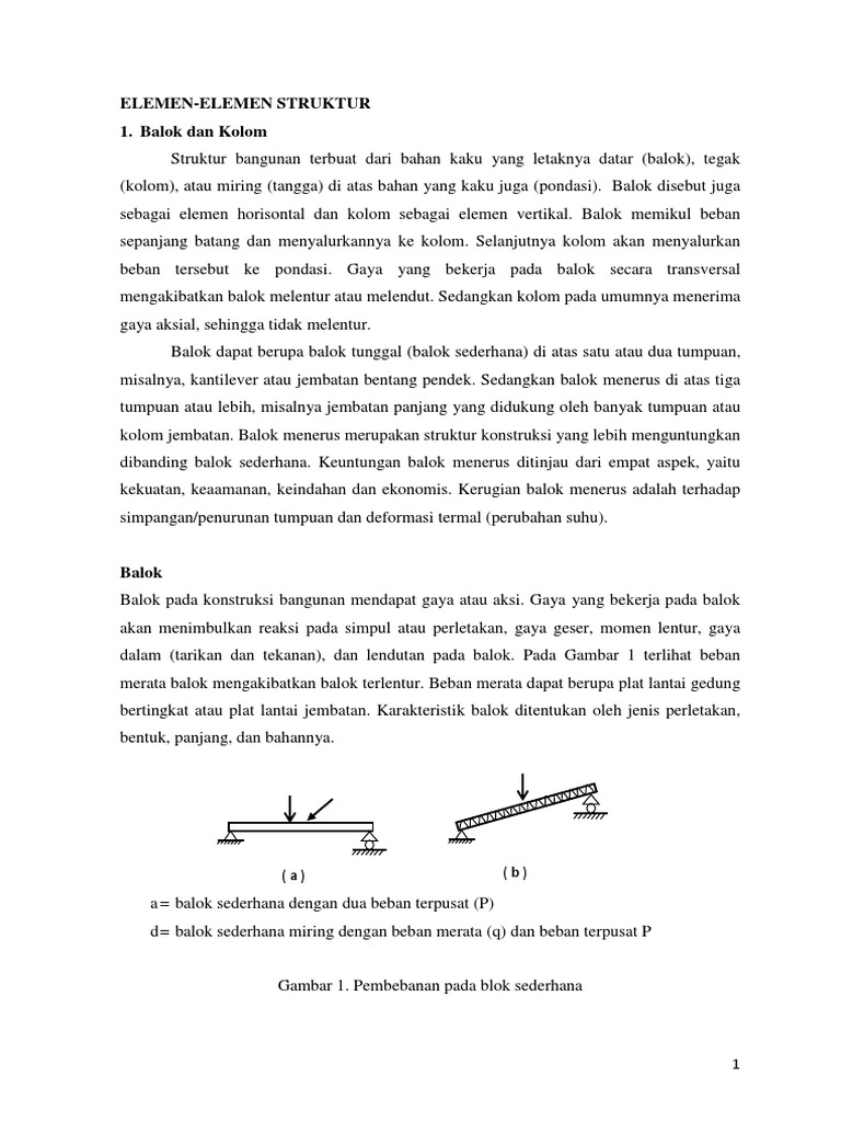 Modul 1 - Elemen - Elemen Struktur - EDIT 1 BALOK DAN KOLOM PDF | PDF