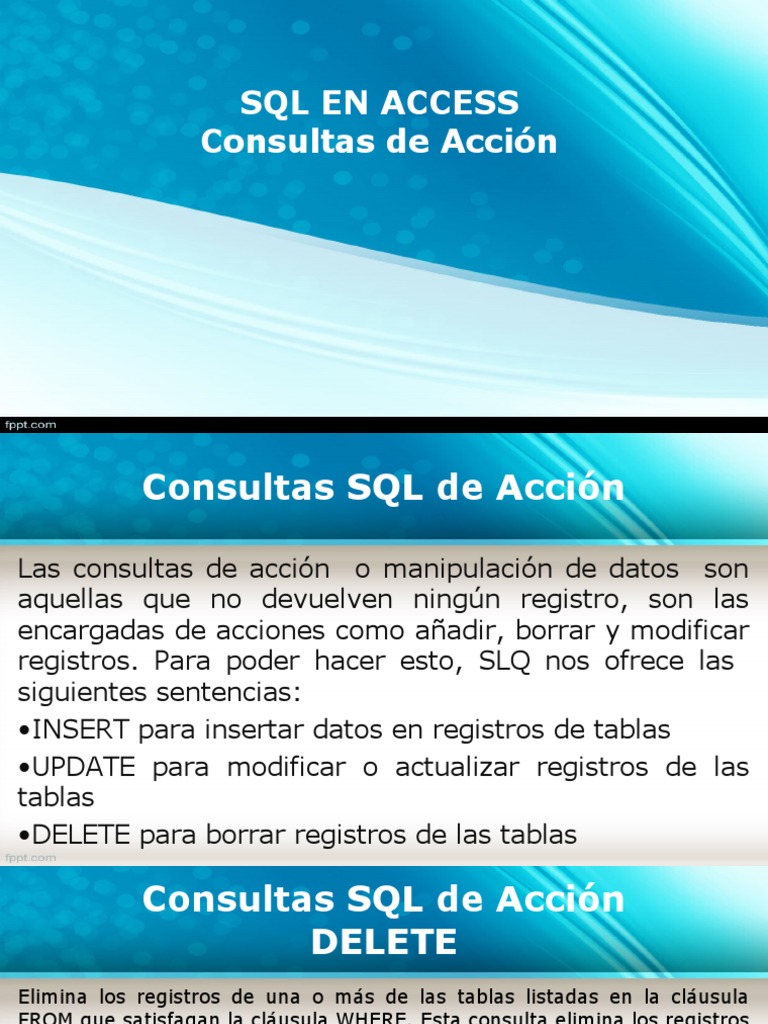Access Ejemplos de Consultas SQL | Descargar gratis PDF | SQL | Tabla (base de datos)