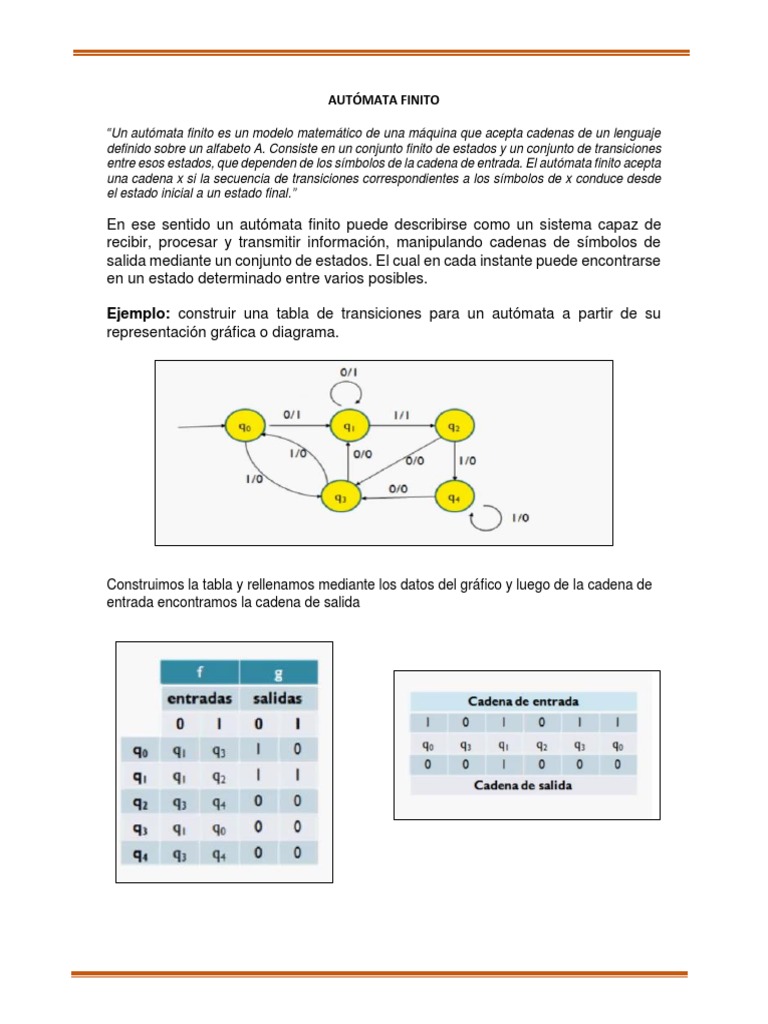 Ejemplo: Construir Una Tabla de Transiciones para Un Autómata A Partir ...