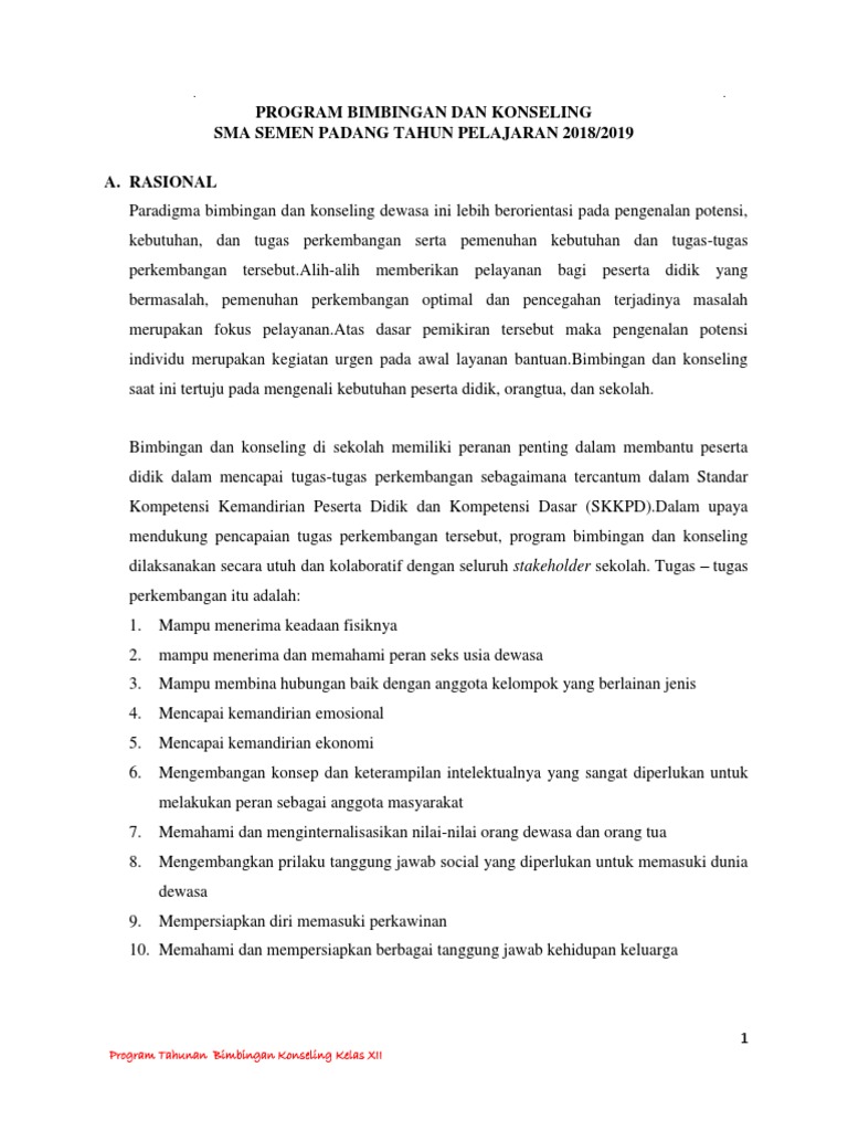 Program BK Kelas Xii Sma | PDF