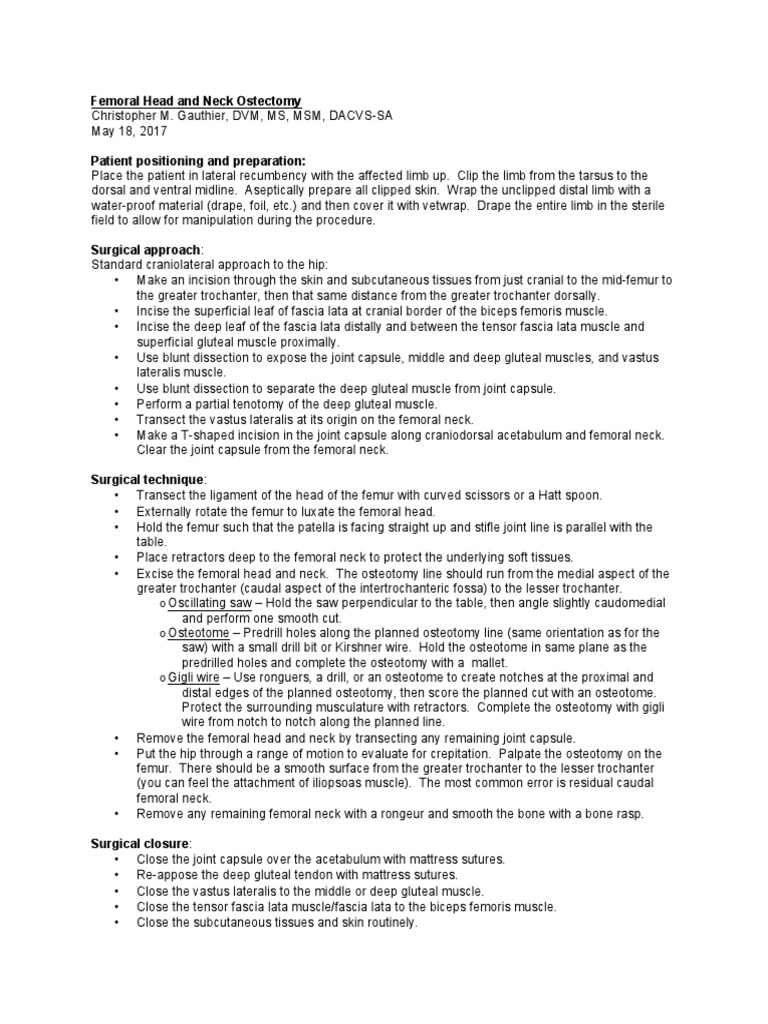 Femoral Head and Neck Ostectomy MVMA | PDF | Hip | Musculoskeletal System