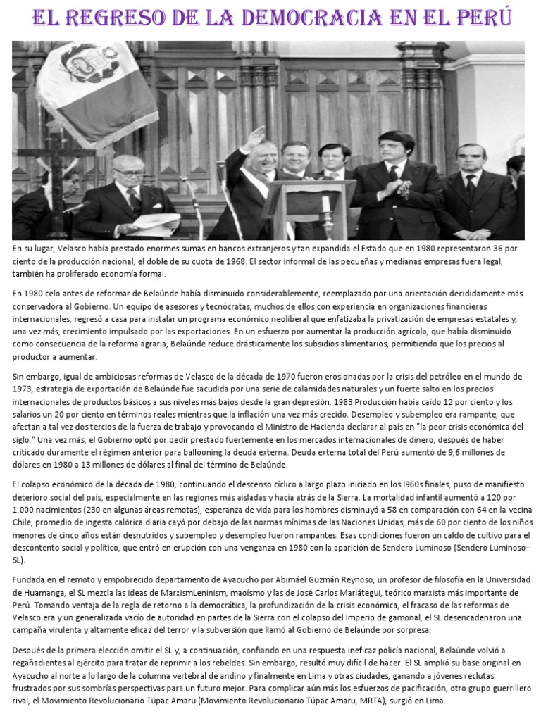 El Regreso de La Democracia en El Perú | PDF | Perú | Gran depresion
