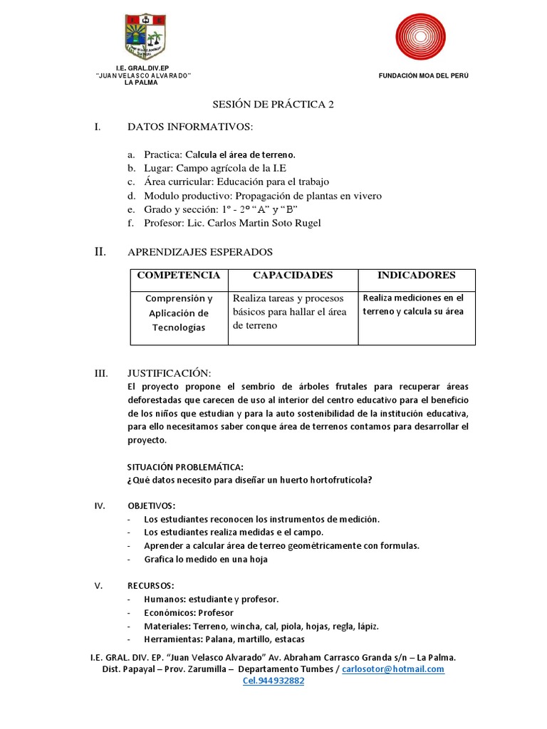 Sesión de Práctica - Cálculo de Area de Terreno - Ept | PDF | Maestros | Cambio