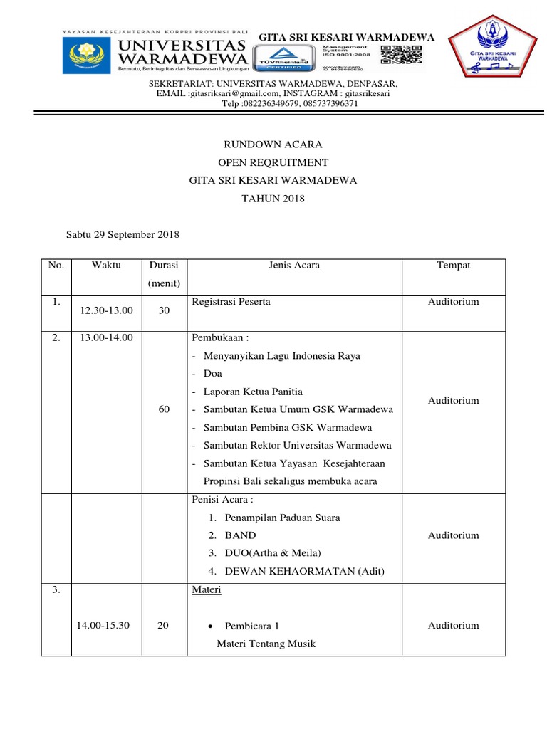 Contoh Rundown | PDF