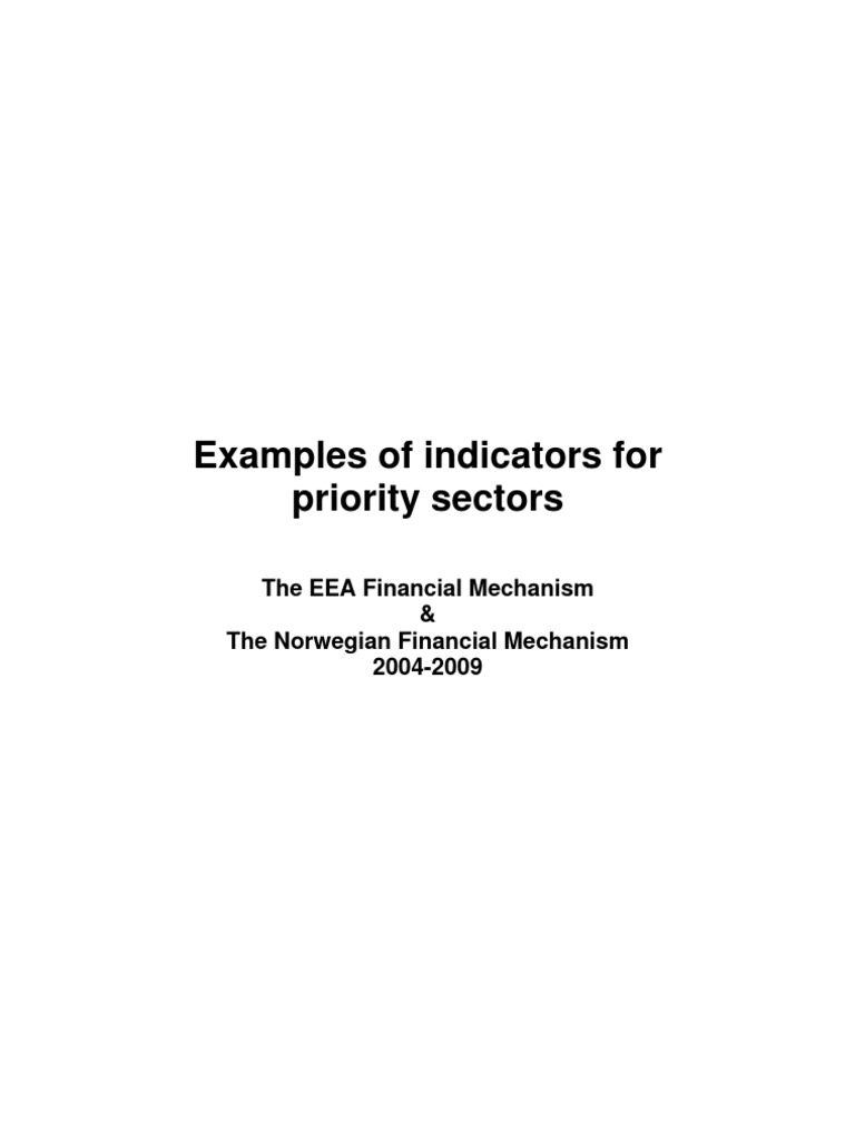 Examples of Indicators For Priority Sectors: The EEA Financial ...