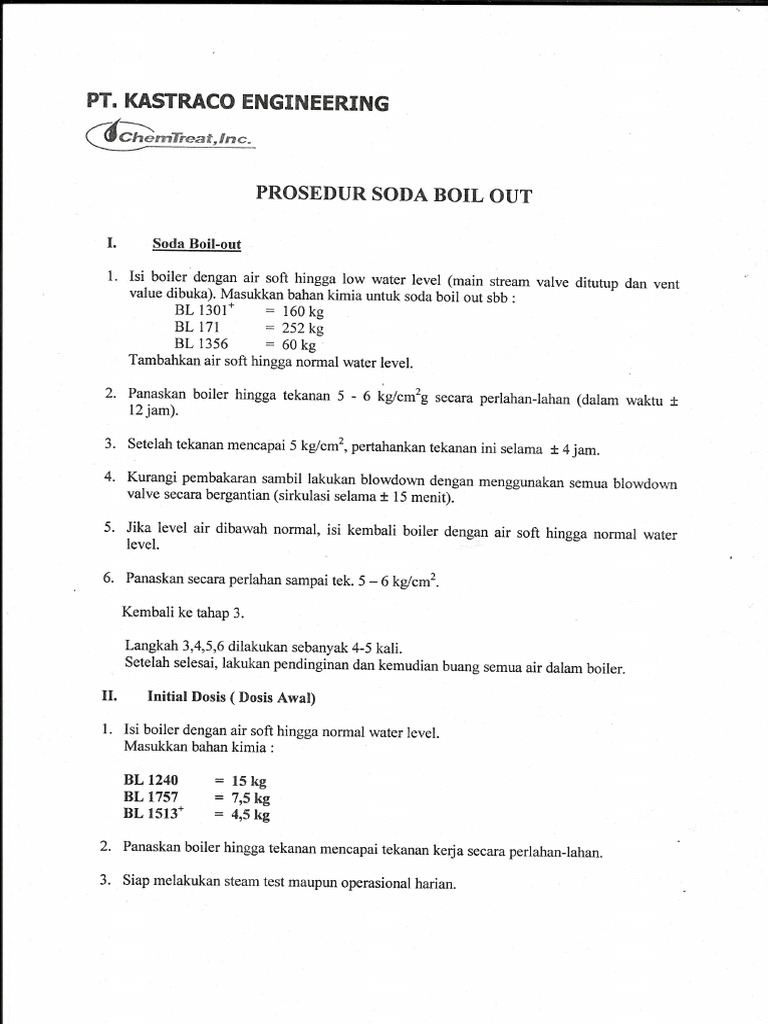 Prosedur Soda Boil Out PDF | PDF