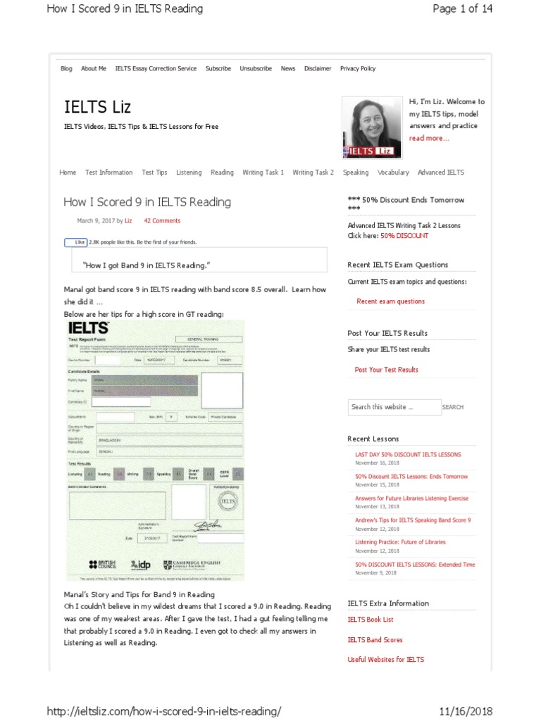 Tips for Scoring 9 in IELTS Reading | PDF | International English ...