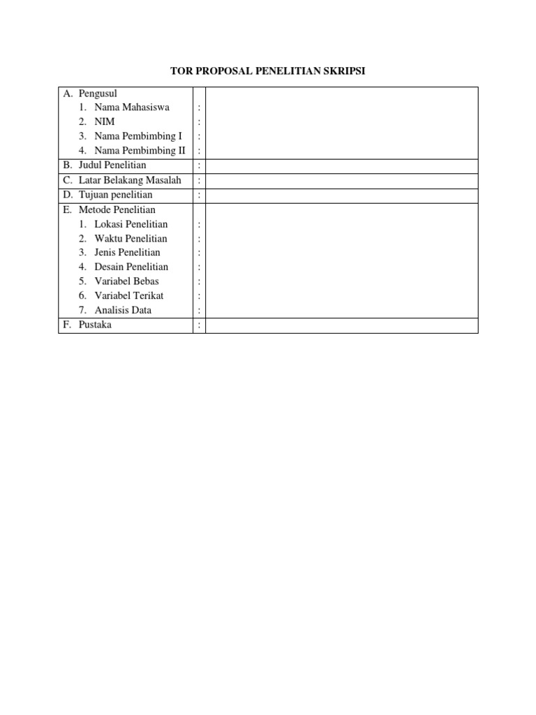 Tor Proposal Penelitian Skripsi | PDF