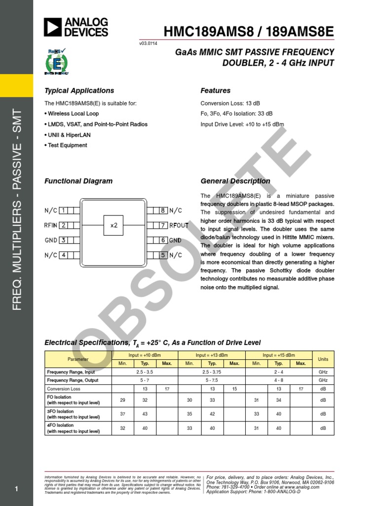Obsolete: HMC189AMS8 / 189AMS8E | PDF | Printed Circuit Board ...