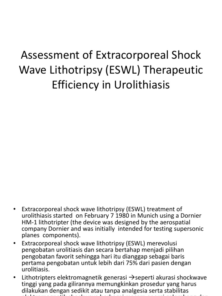 Assessment of Extracorporeal Shock Wave Lithotripsy (ESWL | PDF