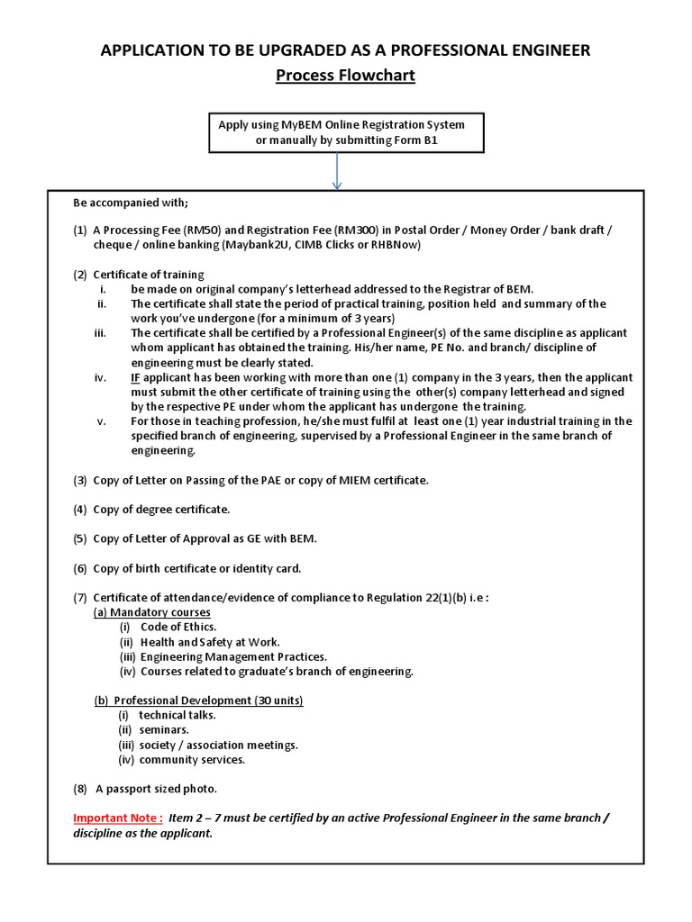 Application To Be Upgraded As A Professional Engineer Process Flowchart ...