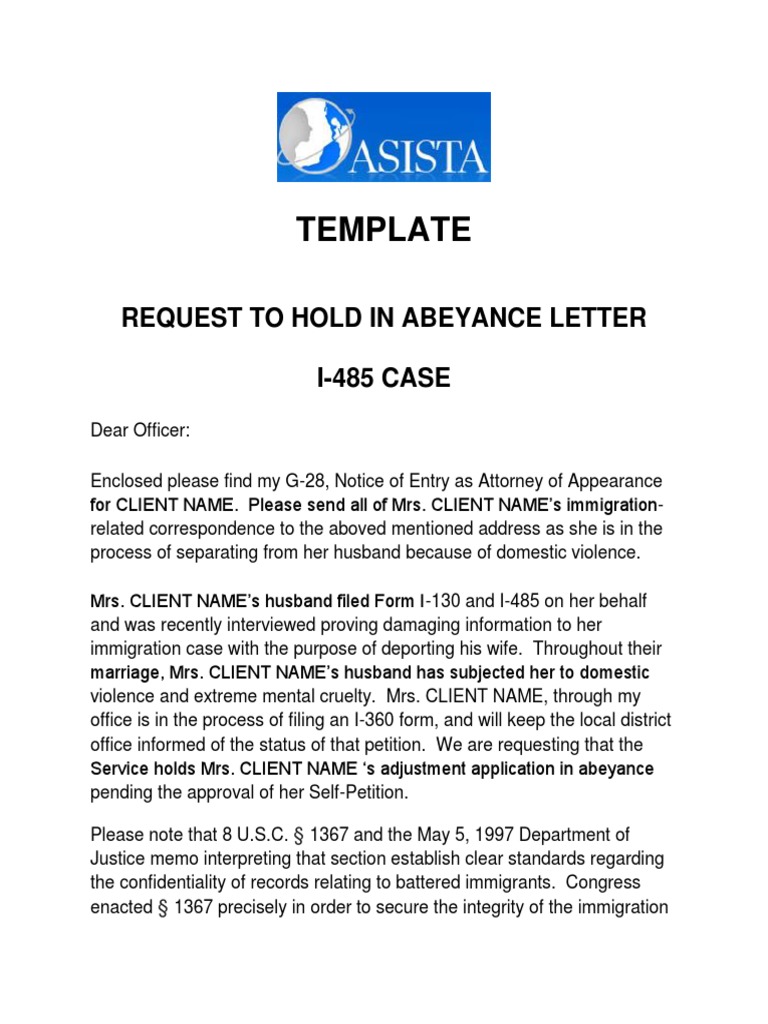 Hold in Abeyance Letter 3685DA35B26C3 | PDF