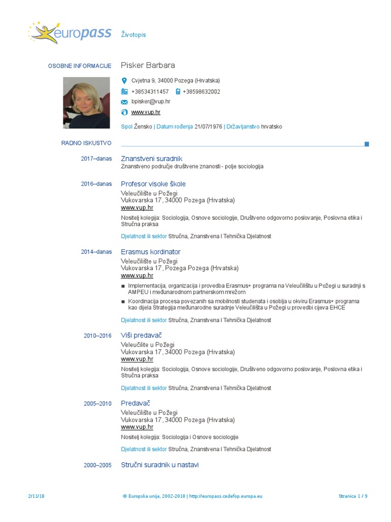 CV Europass 20181102 Pisker HR | PDF