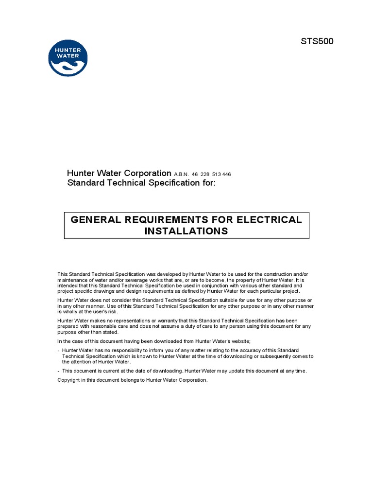 Hunter Water Elect Design Spec | Download Free PDF | Electrical Wiring ...