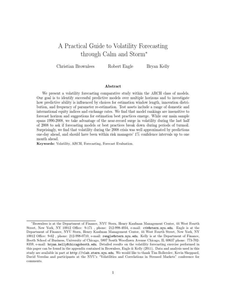 A Practical Guide To Volatility Forecasting Through Calm and Storm ...